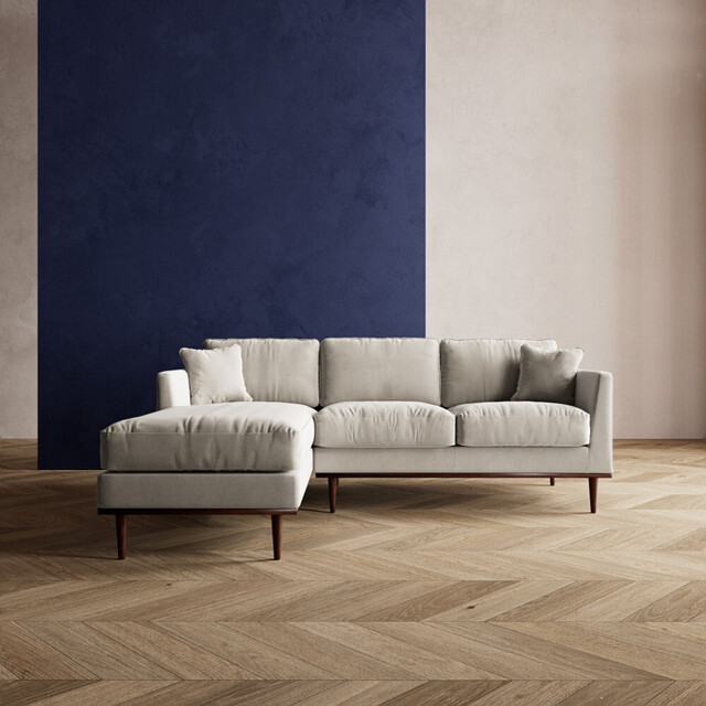 Swoon, Fabric, Norfolk, Left-hand Corner Sofa, Bone, Easy Velvet, Dark ...