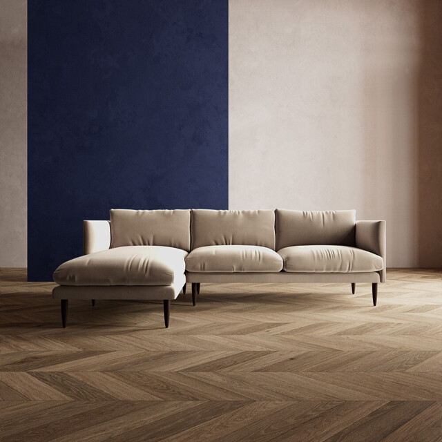 Swoon, Fabric, Luna, Left-hand Corner Sofa, Taupe, Easy Velvet, Dark ...