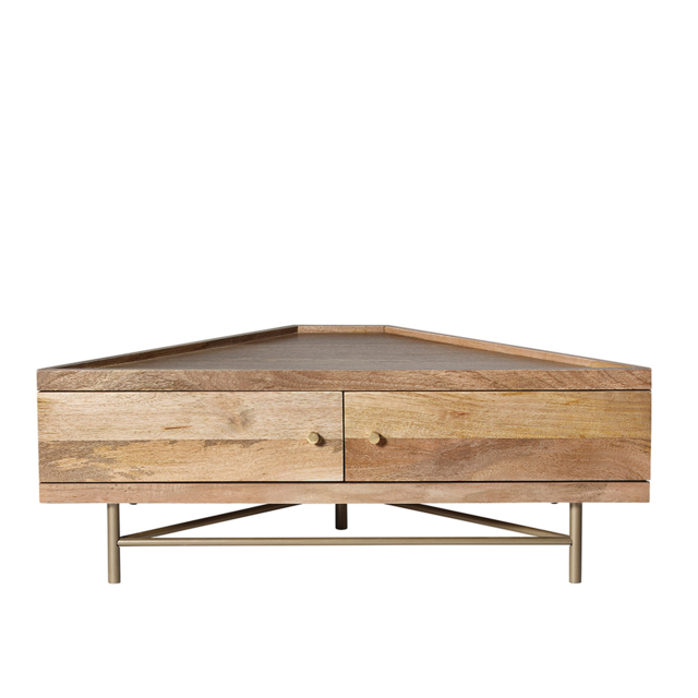 Swoon Halle Mid Century Modern Corner TV Unit Brown Mango Wood W 90cm x H 33 cm by Swoon ufurnish