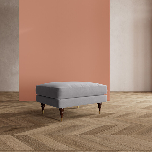 Swoon, Fabric Silver Grey, Charlbury, Ottoman, Easy Velvet, Dark Feet ...