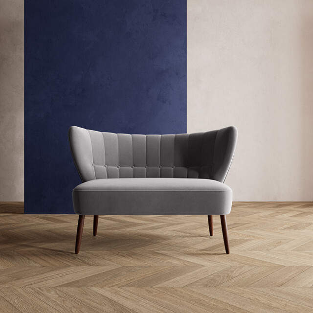 Swoon, Fabric Silver Grey, Fitz, Two-seater Sofa, Easy Velvet, Dark ...