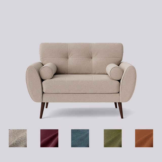 Swoon, Fabric Egle Love Seat, Natural, Boucle, Dark Feet by Swoon ...
