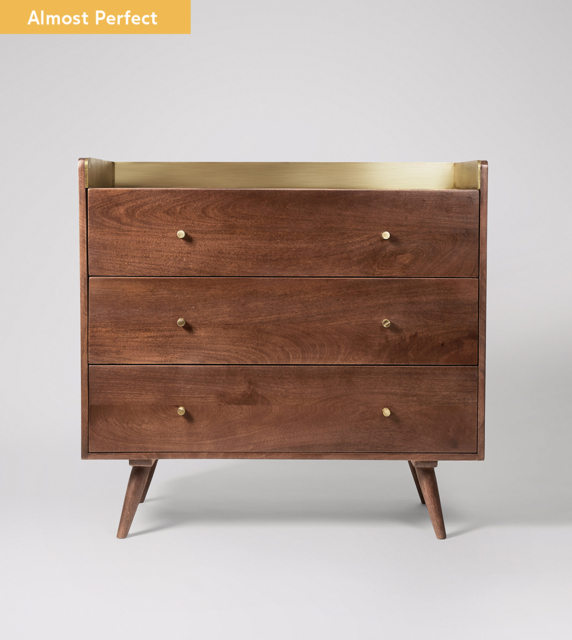 Swoon, Brown, Wood, Fresco Chest of Drawers, Scandi Style, Light Mango & Brass., Almost Perfect ...