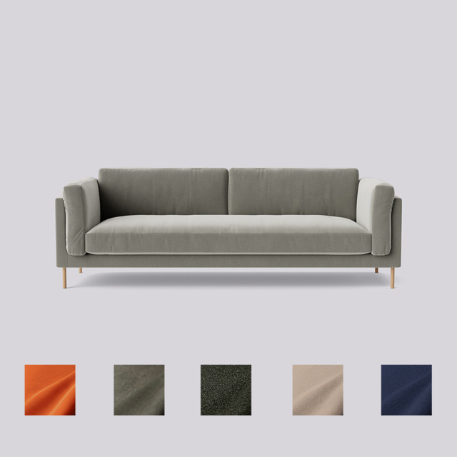 Swoon, Munich, Three-Seater Sofa, Grey Smoke, Crushed Velvet, W: 238cm ...