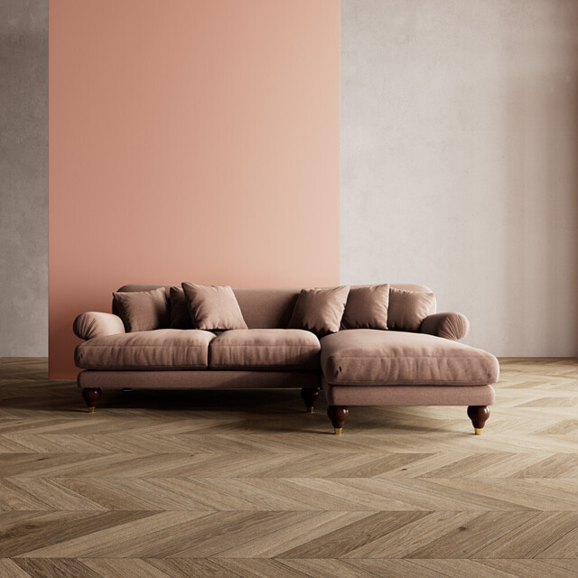 Swoon, Fabric, Willows, Right-hand Corner Sofa, Rose, Smart Wool, Dark ...