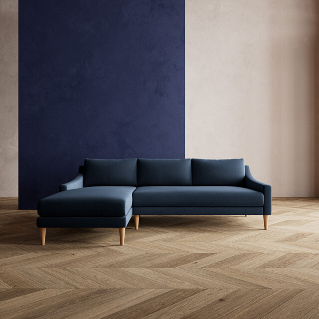 Swoon, Fabric, Turin, Left-hand Corner Sofa, Indigo, Smart Wool, Light ...