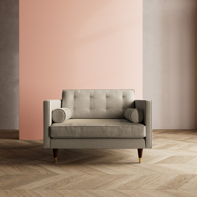 Swoon, Fabric, Porto, Two-seater Sofa, Smoke, Crushed Velvet, Dark Feet ...