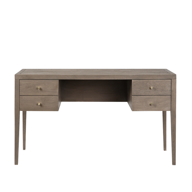 Swoon, Wood, Valente Mid Century Desk, Sandblasted Grey Mango & Brass ...