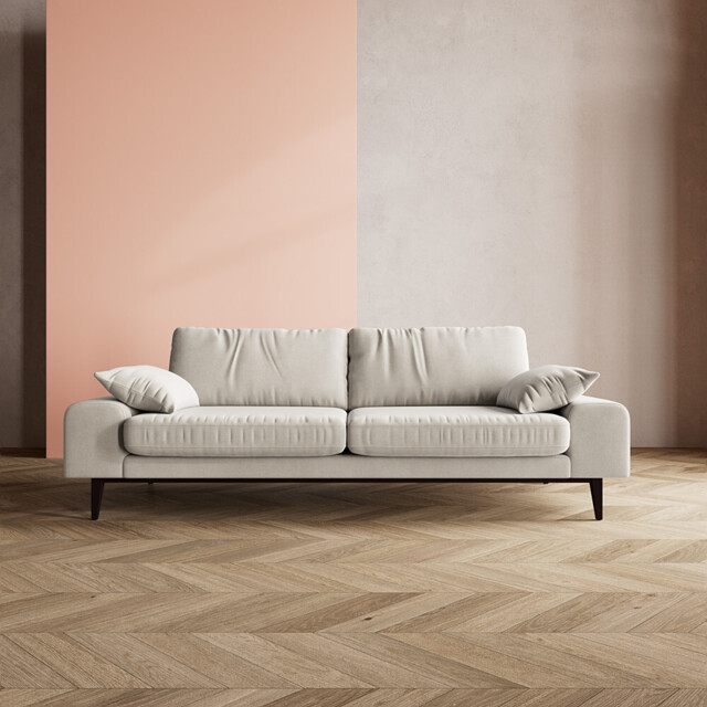 Swoon, Fabric, Tulum, Three-seater Sofa, Bone, Easy Velvet, Dark Feet ...