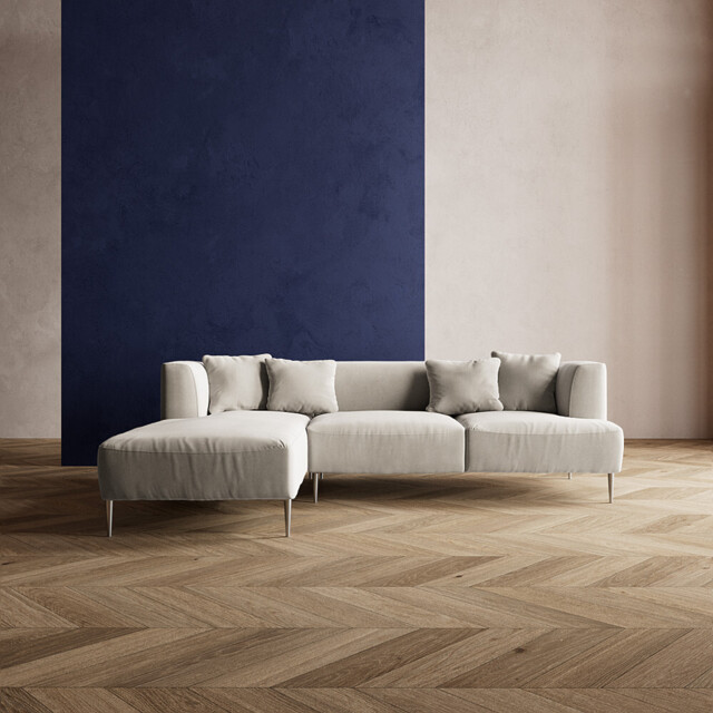 Swoon, Fabric, Kallas, Left-hand Corner Sofa, Bone, Easy Velvet, Silver ...