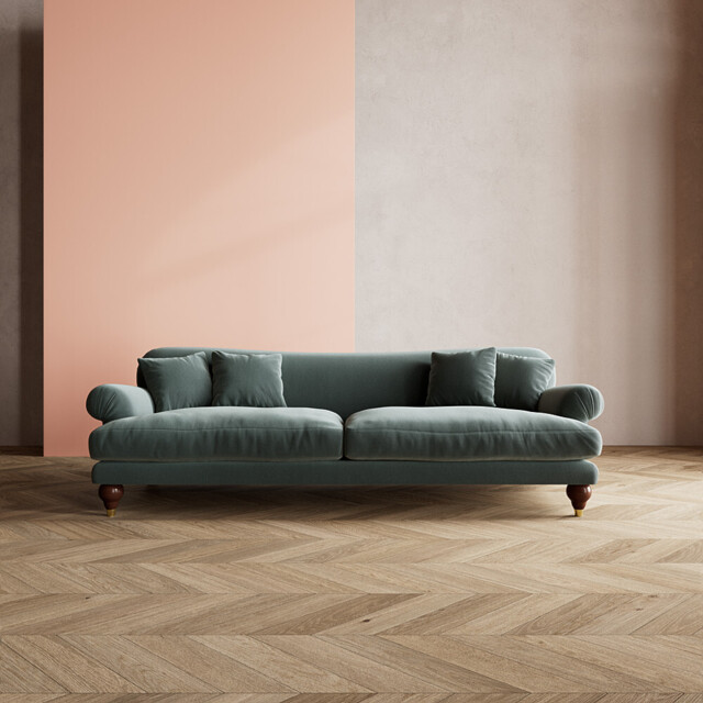 Swoon, Fabric, Willows, Three-seater Sofa, Hydro, Crushed Velvet, Dark Feet, 70cm by Swoon ...