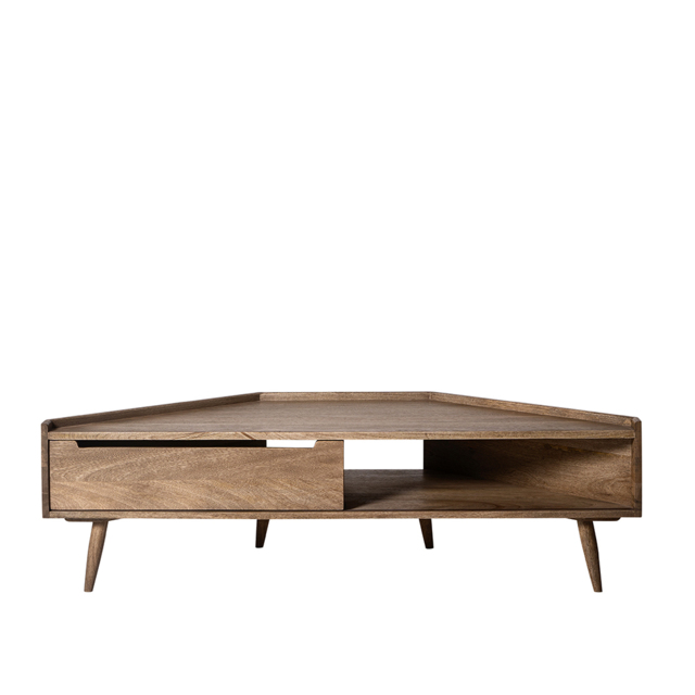 Swoon, Southwark, Scandi Corner TV Stand, Brown, Mango Wood, W:120cm x ...
