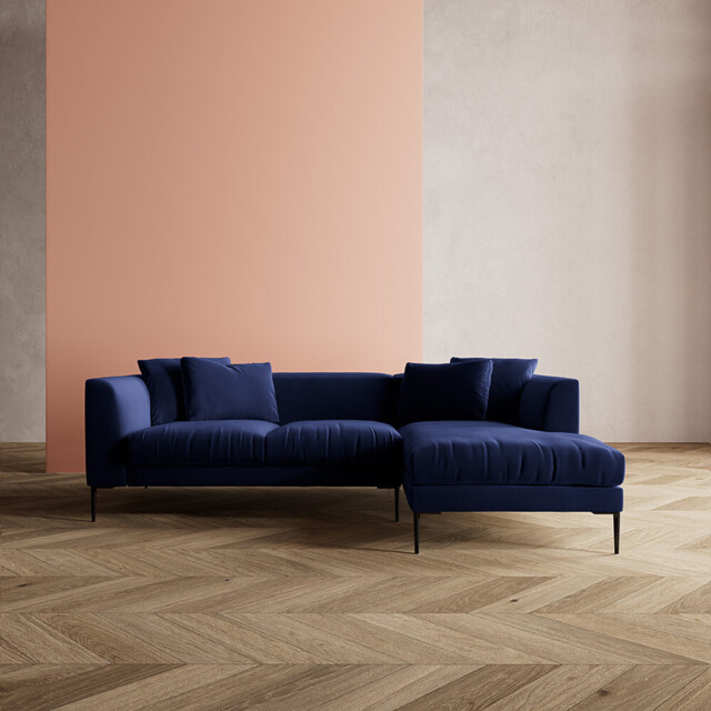 Swoon, Fabric Ink, Alena, Right-hand Corner Sofa, Easy Velvet, Black ...