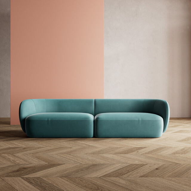 Swoon, Fabric Alban Four-seater Sofa, Airforce, Easy Velvet by Swoon ...