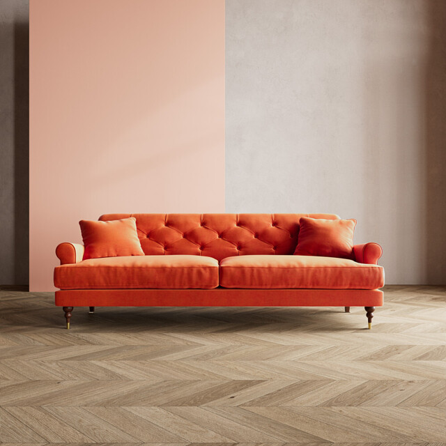 Swoon, Fabric, Sidbury, Three-seater Sofa, Burnt Orange, Easy Velvet, Dark Feet by Swoon ...