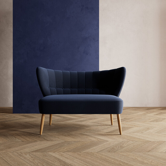 Swoon, Fabric, Fitz, Two-seater Sofa, Denim, Crushed Velvet, Light Feet ...