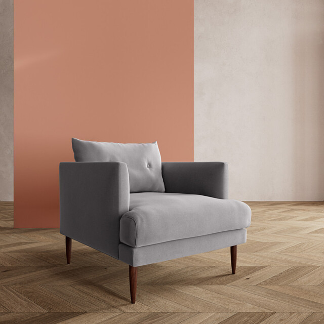 Swoon, Silver Grey Fabric, Kalmar, Armchair, Easy Velvet, Dark Feet by ...