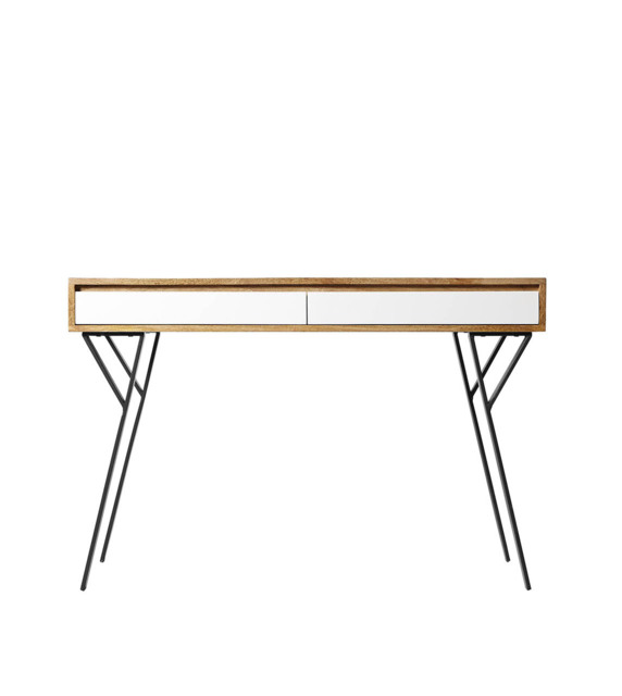 Swoon, Mickey, Mid-Century Modern Desk, Grey Natural, Mango Wood, White ...