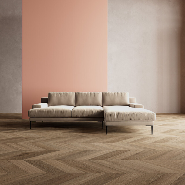 Swoon, Fabric, Almera, Right-hand Corner Sofa, Taupe, Easy Velvet ...
