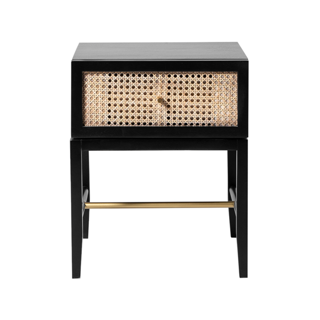 Swoon, Raphia, Mid-Century Modern Bedside Table, Beige Black, Mango ...