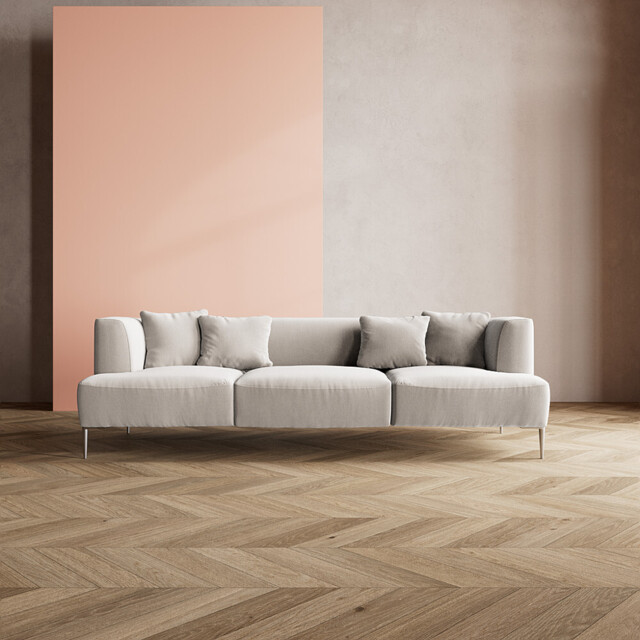 Swoon, Fabric, Kallas, Three-seater Sofa, Ecru, Crushed Velvet, With ...