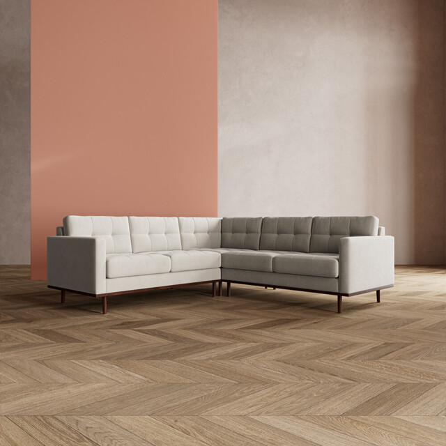 Swoon, Fabric, Berlin, Five-seater Corner Sofa, Bone, Easy Velvet, Dark ...