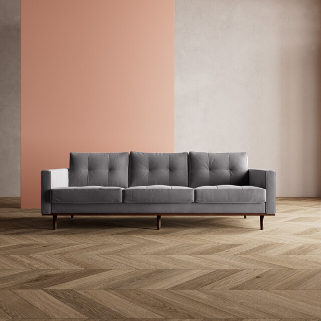 Swoon, Fabric Silver Grey, Berlin, Four-seater Sofa, Easy Velvet, Dark ...