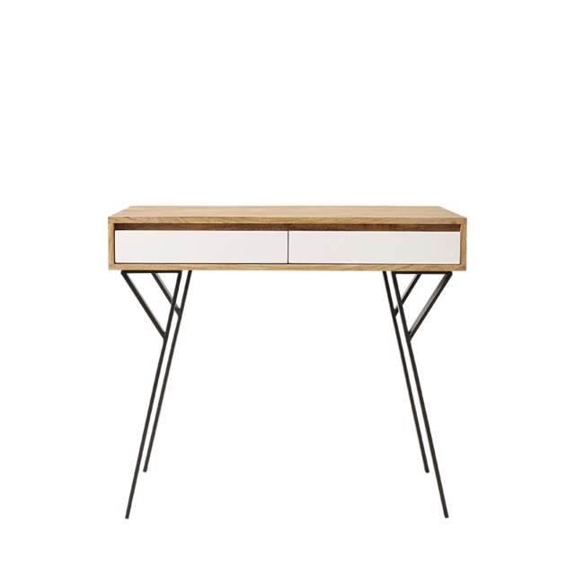 Swoon, Mickey, Mid-Century Modern Style Desk, Brown, Mango Wood & White ...