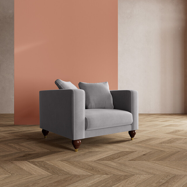 Swoon, Silver Grey Fabric, Waterloo, Armchair, Easy Velvet, Dark Feet ...