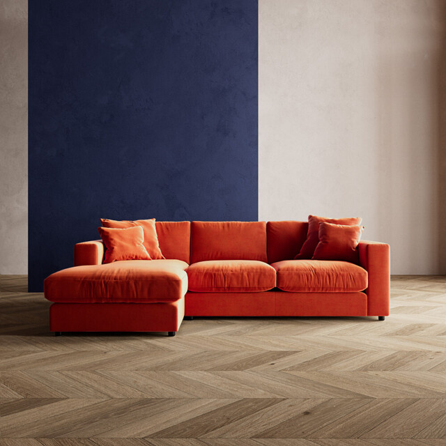 Swoon, Althaea, Left-Hand Corner Sofa, Orange, Easy Velvet, W: 271cm x D: 158cm x H: 84 cm by ...