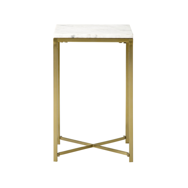Swoon, Kir, Contemporary Side Table, Brass, White Marble, W: 30cm x H ...