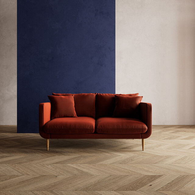 Swoon, Freja, Two-Seater Sofa, Red Harissa, Crushed Velvet, W: 144cm x D: 85cm x H: 80 cm by ...