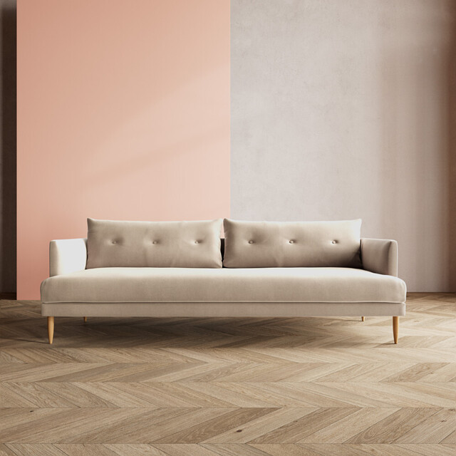 Swoon, Fabric, Kalmar, Three-seater Sofa, Taupe, Easy Velvet, Light ...