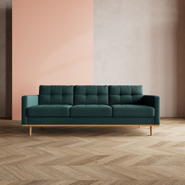 Swoon Berlin, Three-Seater Sofa Cobalt Smart Wool Light Feet, Green and Brown, Pine/Wood/Oak ...