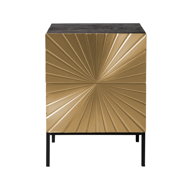 Swoon, Black Metal/wood Ziggy Art Deco Bedside Table, Two Drawers ...