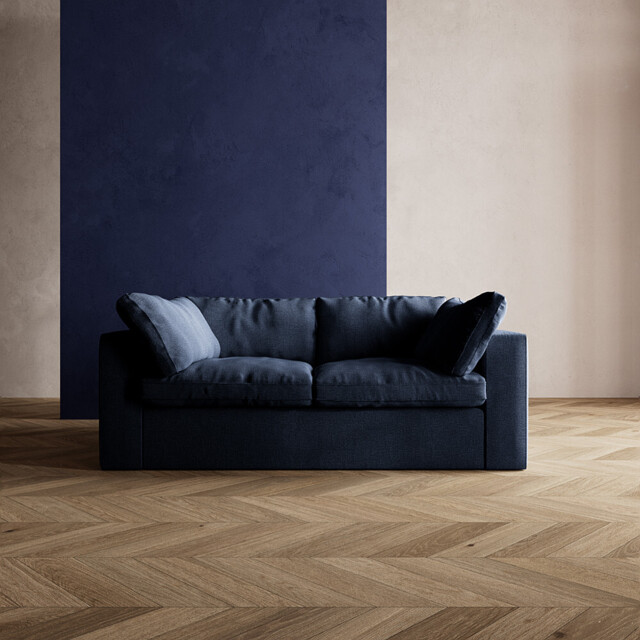 Swoon, Seattle, Two-Seater Sofa, Dark Blue, House Weave, W: 181cm x D: 105cm x H: 80 cm by Swoon ...