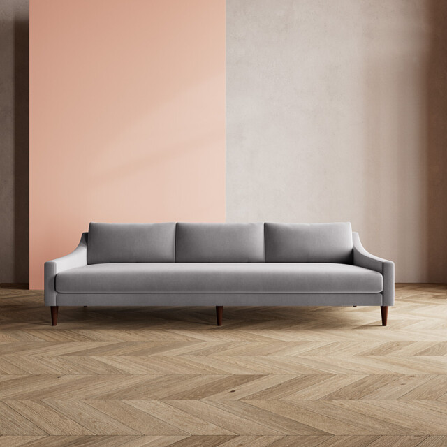 Swoon, Fabric Silver Grey, Turin, Four-seater Sofa, Easy Velvet, Dark ...