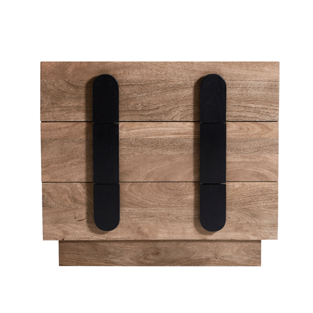 Swoon, Black Wood Rolo Scandi Three-drawer Chest of Drawers in & Natural Oak-stained Mango by ...