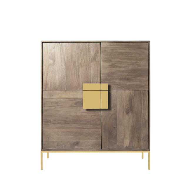 Swoon, Mangowood/board/, Steel, Grey/gold Plain Banner Cabinet & Brass ...
