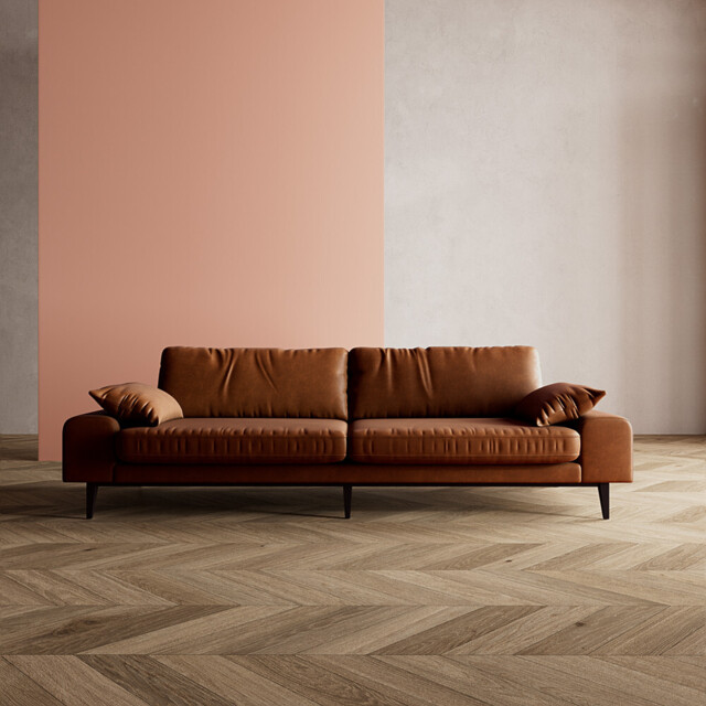 Swoon, Fabric, Tulum, Four-seater Sofa, Tan, Smart Leather, Dark Feet ...