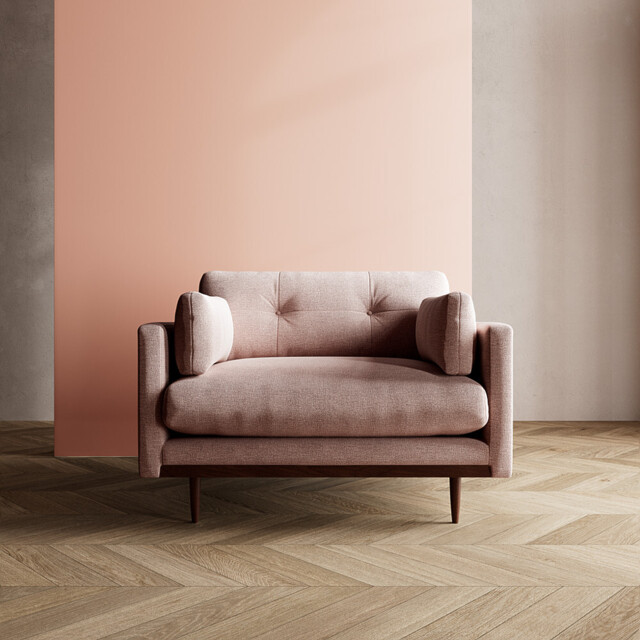 Swoon, Fabric, Klee, Love Seat, Blush, House Weave, Dark Feet by Swoon ...