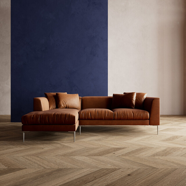 Swoon, Fabric Alena Left-hand Corner Sofa, Tan, Smart Leather, Silver ...