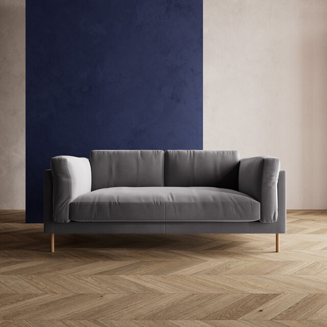 Swoon, Munich, Two-Seater Sofa, Grey, Easy Velvet, W:182cm x D:92cm x H ...
