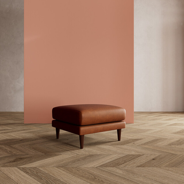 Swoon, Fabric, Turin, Ottoman, Tan, Smart Leather, Dark Feet, 65cmx44cm ...