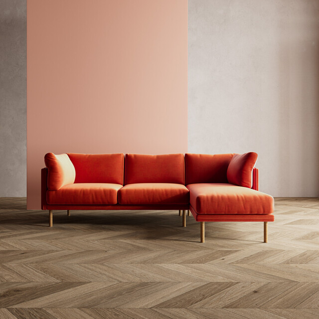 Swoon, Merano, Right-Hand Corner Sofa, Orange, Easy Velvet, Sale, W: 243cm x H: 80 cm by Swoon ...