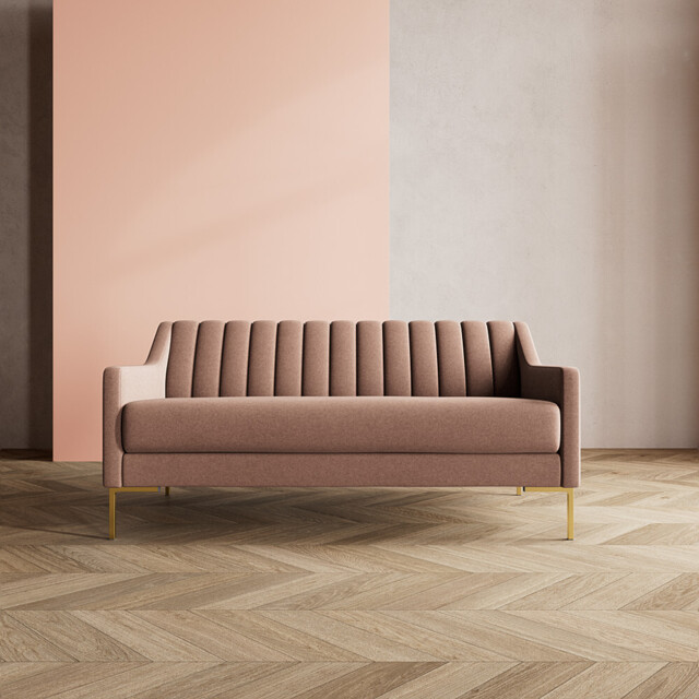 Swoon, Fabric Rose, Febe, Three-seater Sofa, Smart Wool, Brass Feet by ...