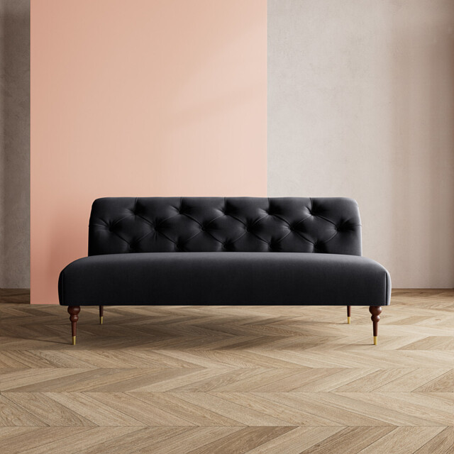 Swoon, Fabric Black, Tybalt, Three-seater Sofa, Easy Velvet, Dark Feet ...