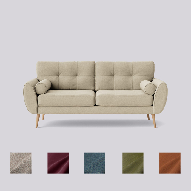 Swoon, Fabric Egle Three-seater Sofa, Porcelain, Smart Wool, Light Feet ...