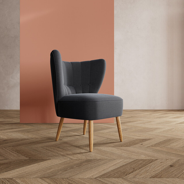 Swoon, Fabric, Fitz, Armchair, Ebony, Light Feet, 71cmx83cm by Swoon ...