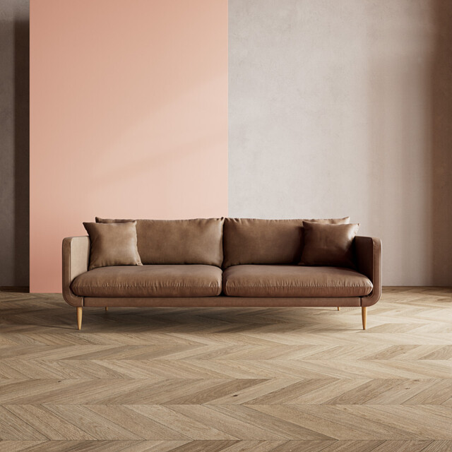 Swoon, Freja, Three-Seater Sofa, Brown Saddle, Smart Leather, W:209cm x D:85cm x H:80cm by Swoon ...